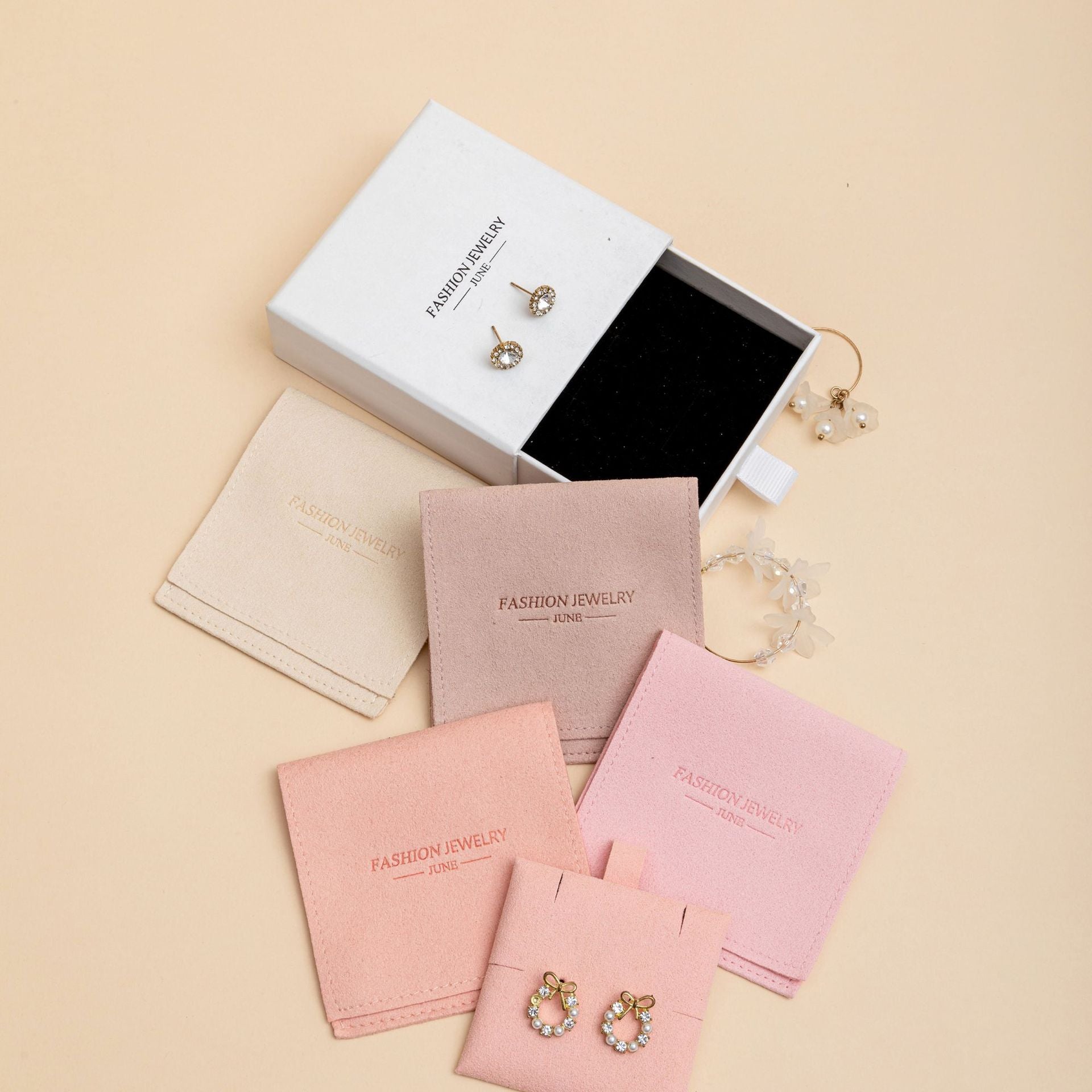 100pcs Custom Microfiber 3.15×3.15" Flap Jewelry Pouches with Insert C ...